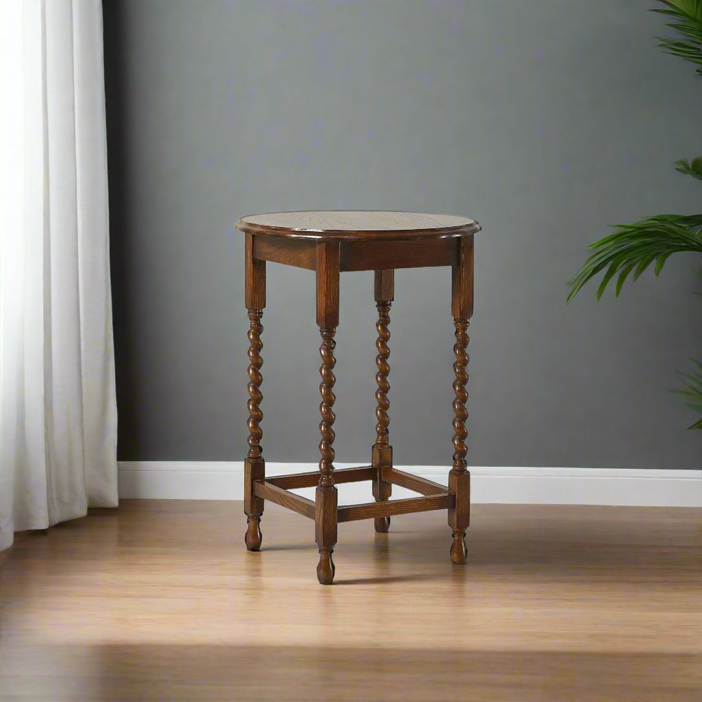 Mission Oak End Table With Barley Twist Legs — Artisans and Looms