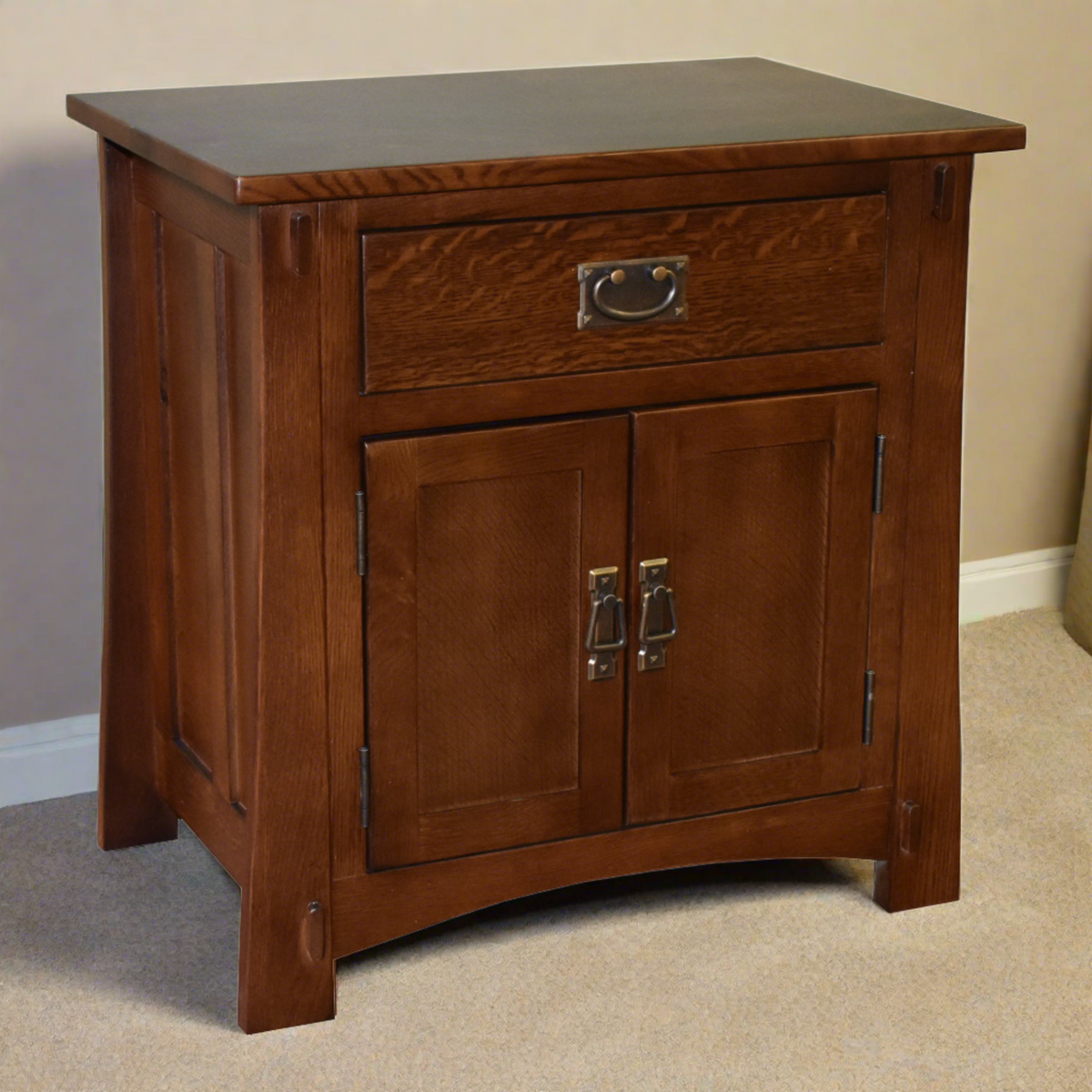 Mission Craftsman Quarter Sawn Oak 2 Door, 1 Drawer Nightstand ...