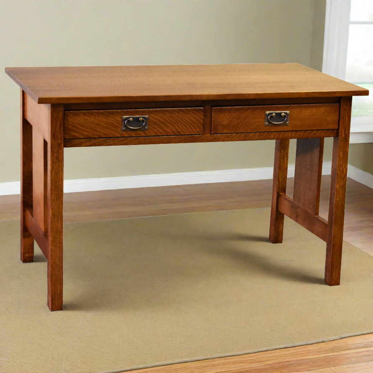 Mission / Arts and Crafts Solid Oak Writing Desk with Dovetail Drawers ...