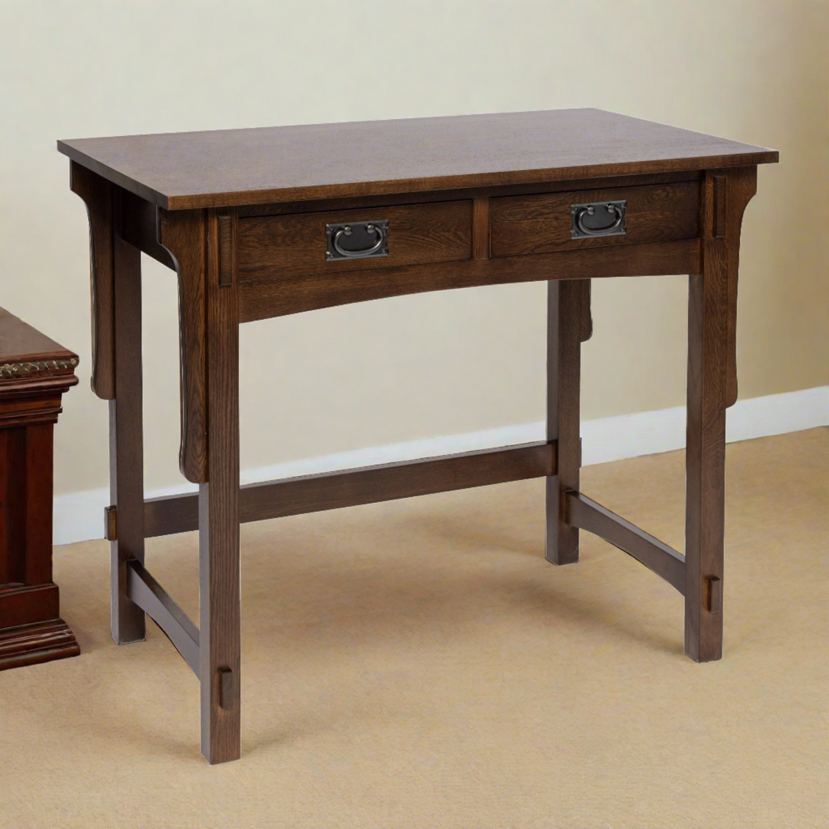 Mission Style Solid Quarter Sawn Oak Office Desk with Dovetail Drawers ...